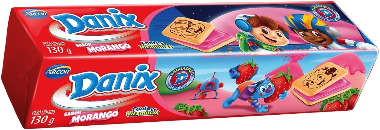Biscoito Recheado Morango Danix 130g