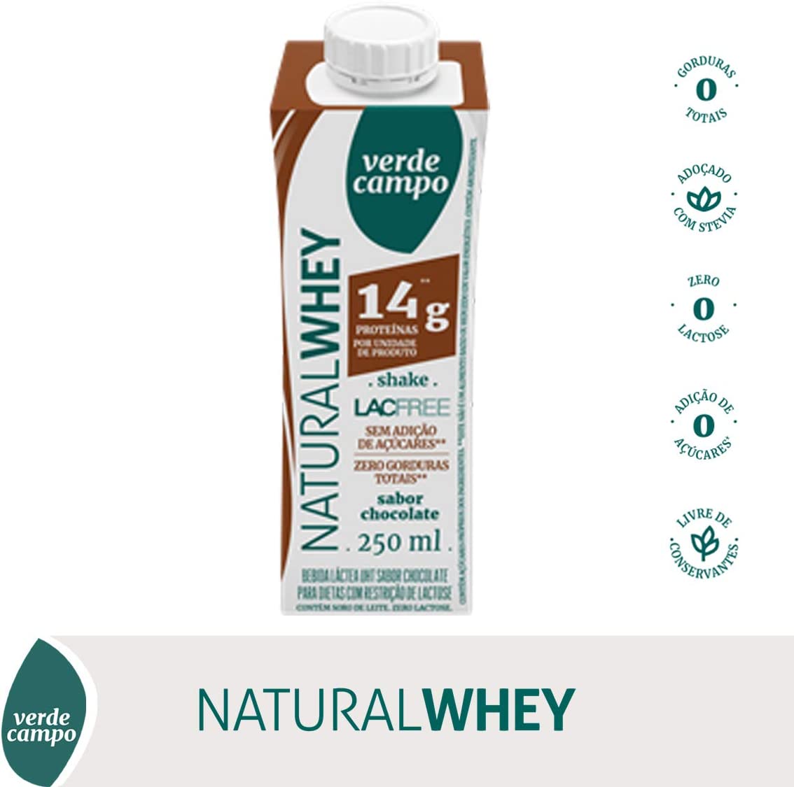 Bebida Láctea Natural Whey Chocolate 14g Proteínas Zero Lactose Sem