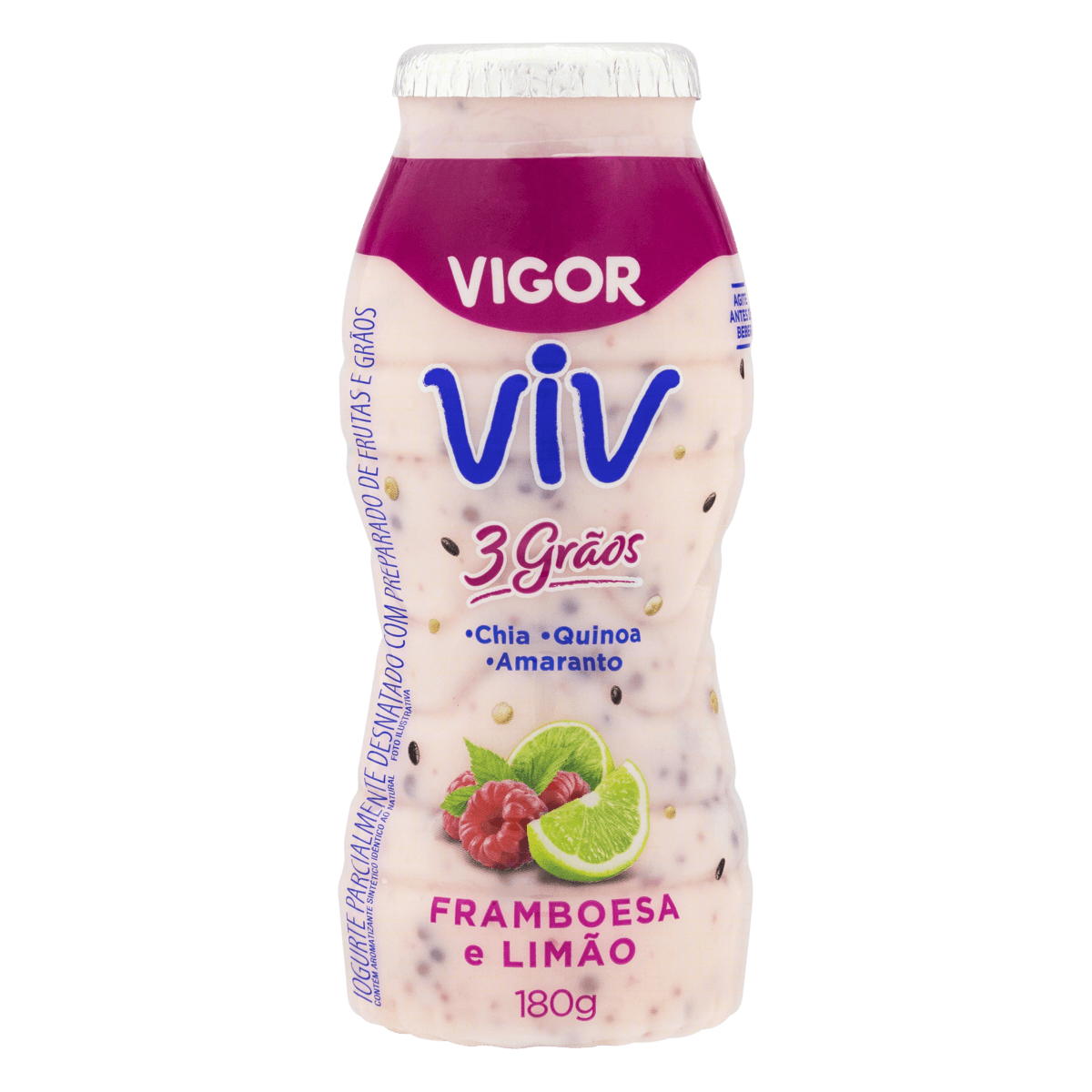 Iogurte Framboesa E Limão 3 Grãos Viv Vigor 170g